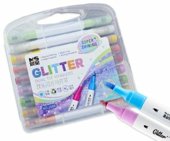Маркер глиттер DO-87, двусторонний, в пластиковом боксе, 18 цветов.