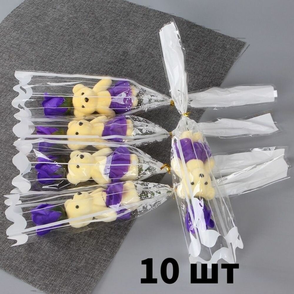 Букет из 1 мыльных роз с и мишкой. Подарочный набор для девушки