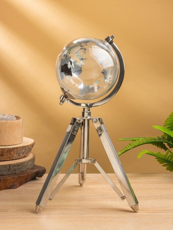 Глобус Sima-land сувенирный, Силвер, 19,5х21х34 см, стекло, сталь