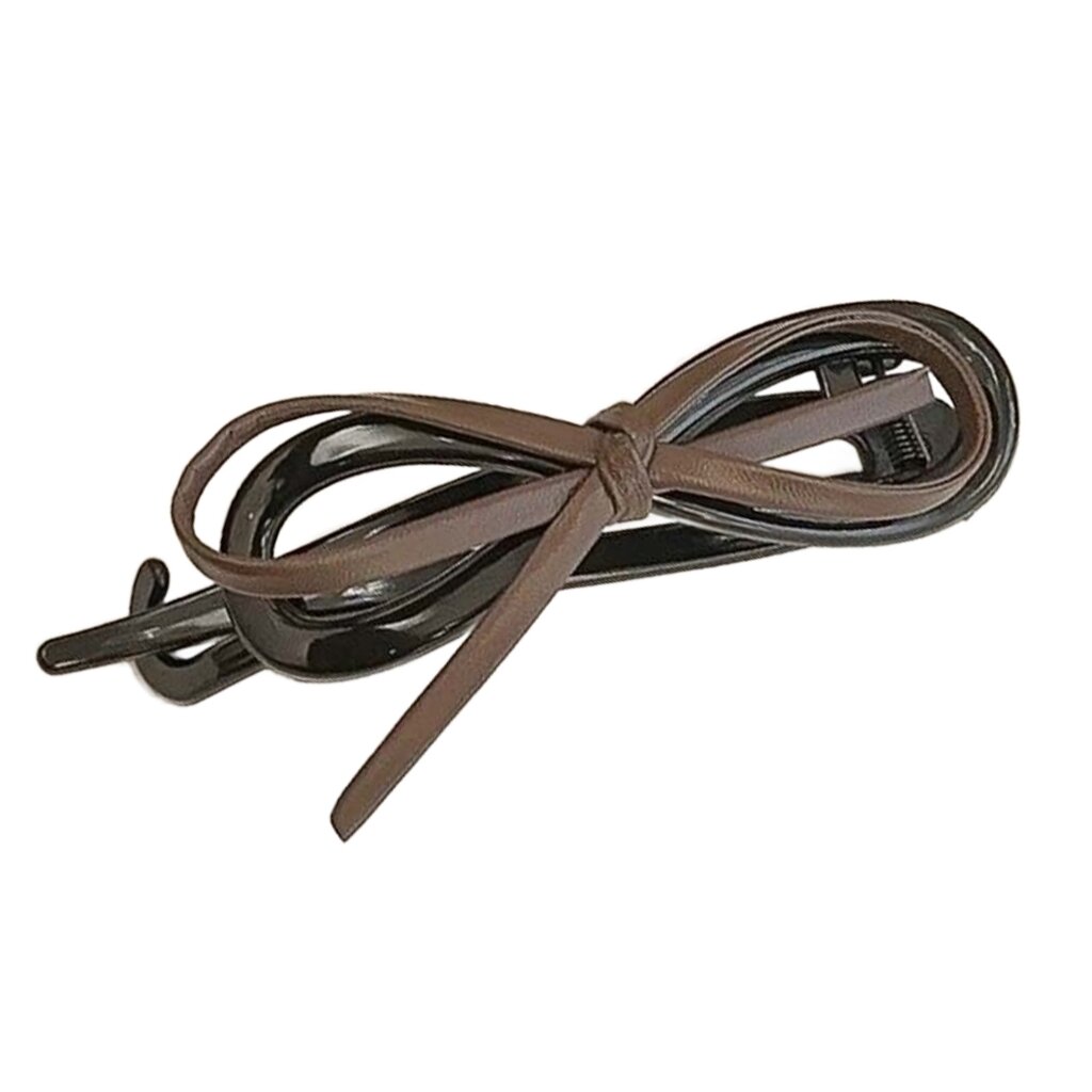 Кожаный зажим для скручивания банта-темно-коричневый