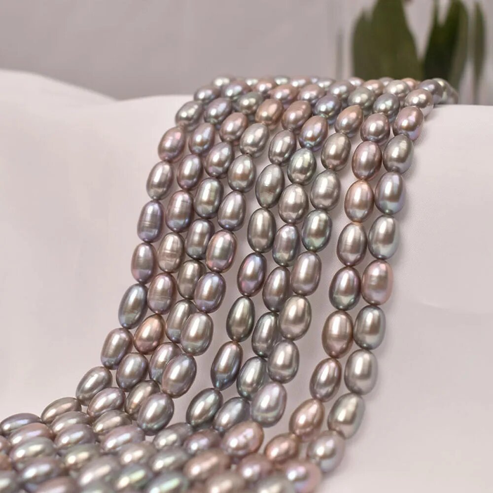 Серые рисовые бусины из пресноводного жемчуга AAA 4-5mm-AAA, Grey Pearl
