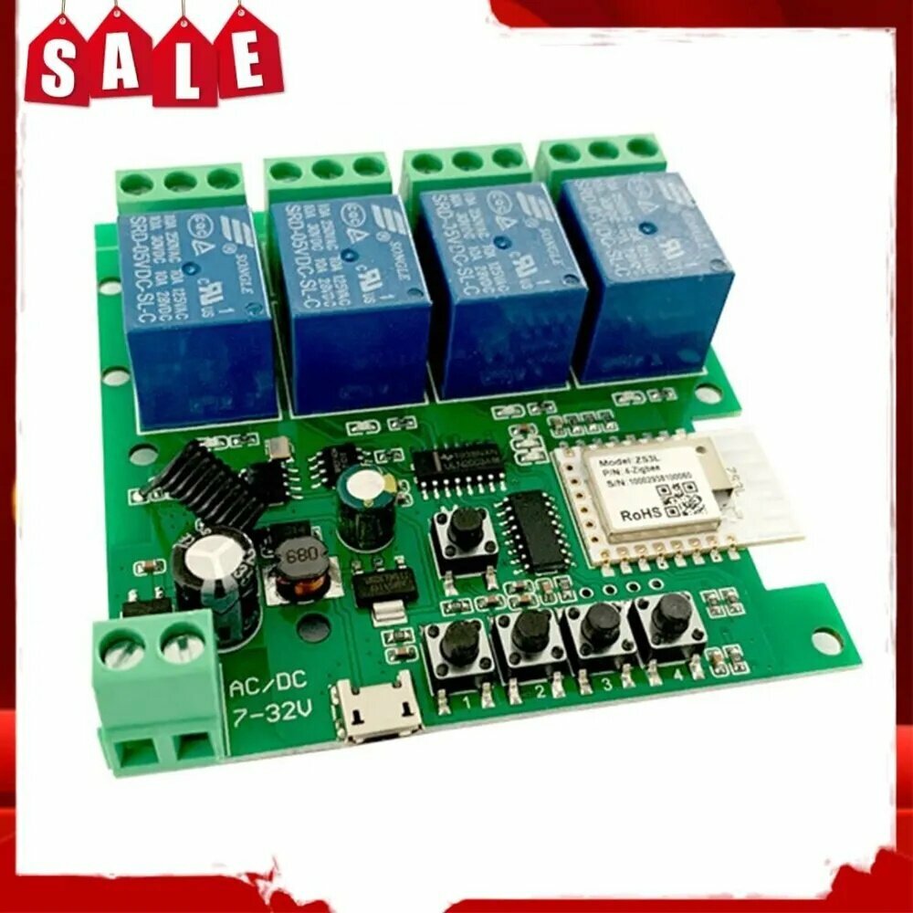 (Z D A Y) Zigbee Tuya Smart 4CH релейный модуль DC5V 7-32V RF433Mhz пульт дистанционного управления переключатель света работает с Home