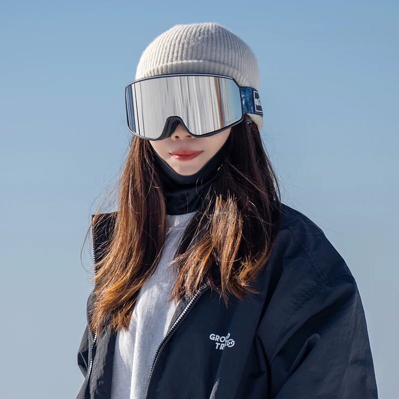 Магнитные снежные очки, цилиндрические лыжные очки с широким полем зрения, двухслойные противотуманные лыжные очки для