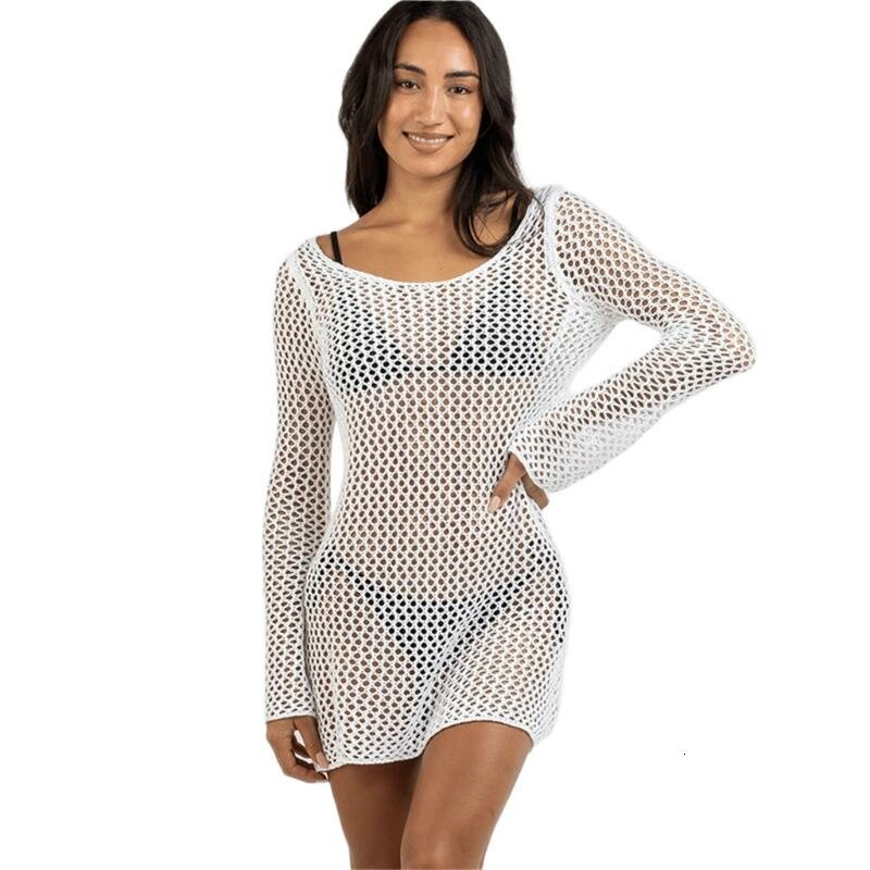Женское платье-накидка для пляжа, Белый - L