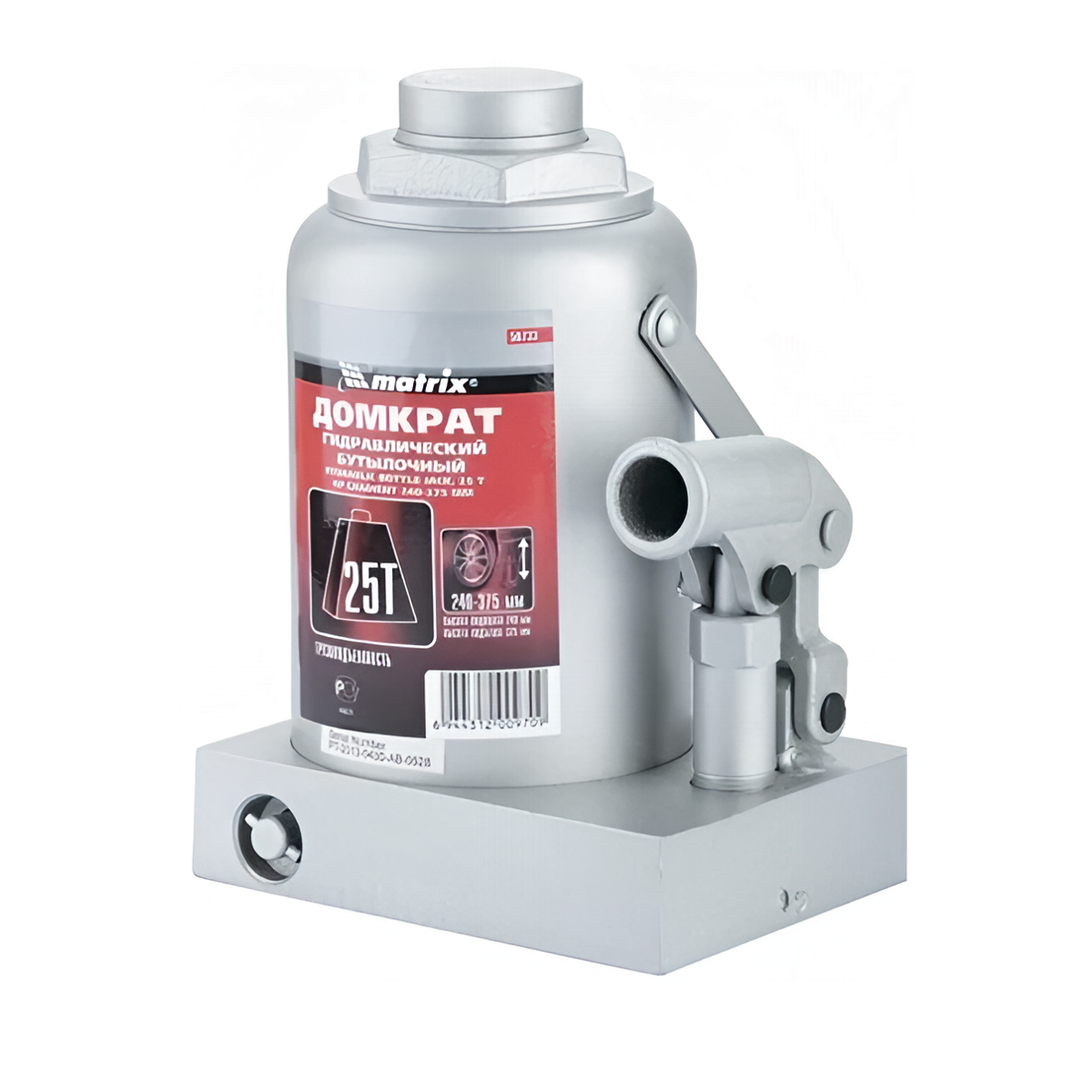 Гидравлический бутылочный домкрат MATRIX 50733 серебристый грузоподъемность 25 т
