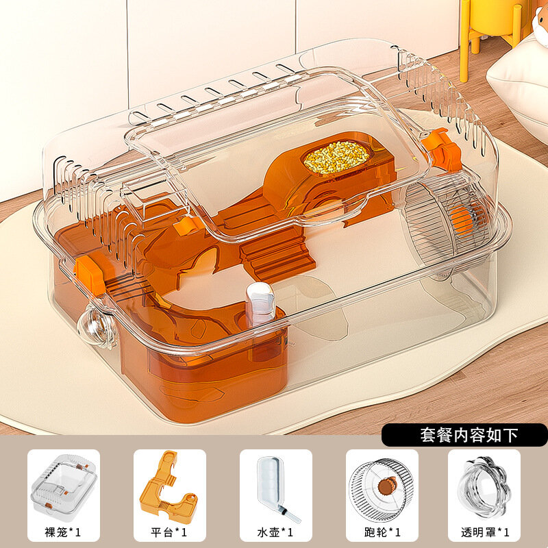 Роскошная очень большая клетка для виллы, полностью прозрачная золотая клетка для хомяка с беговым колесом, просторная клетка для домашних животных