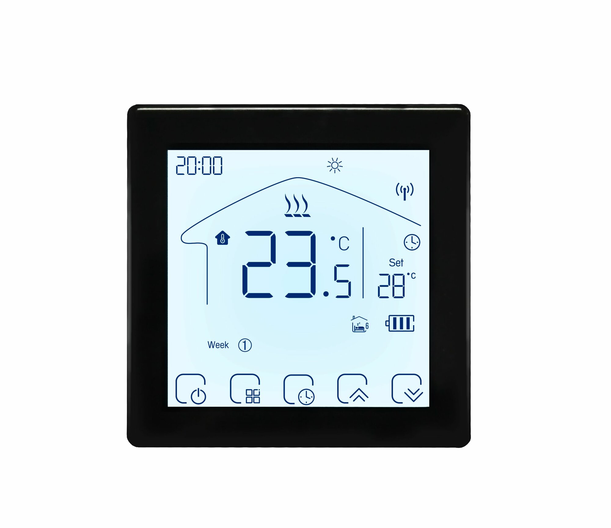 Kiptover KTW Комнатный термостат беспроводной, с аккумулятором, 3А, сухой контакт, для котла, Wi-Fi, Черный