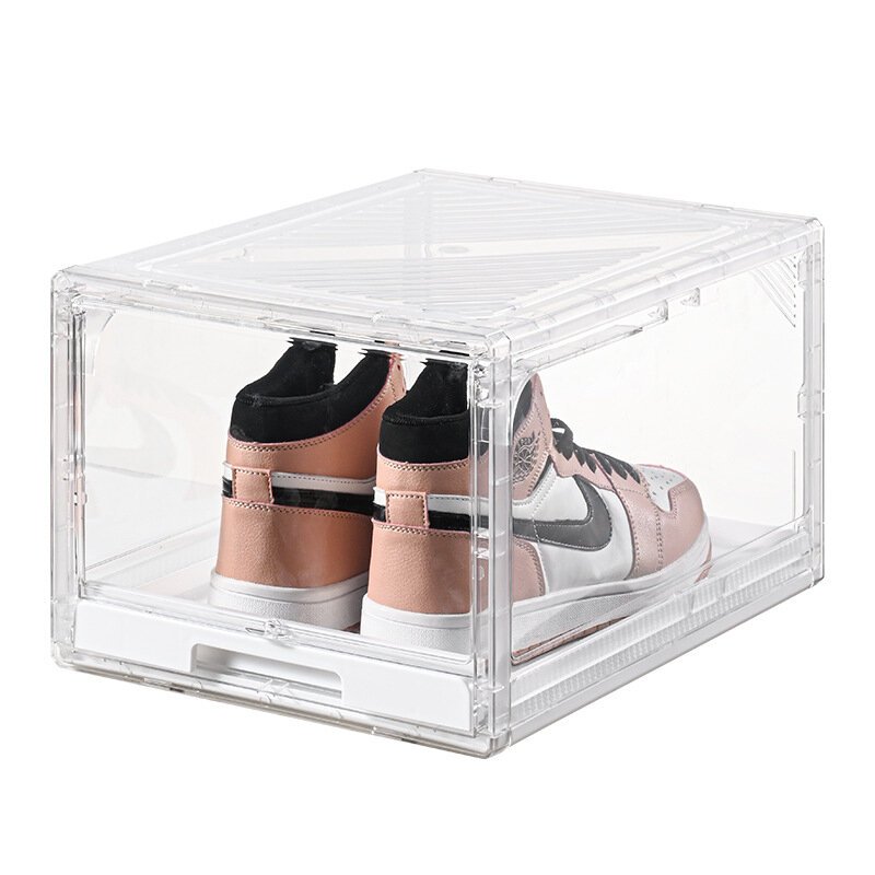 Сборная прозрачная коробка для обуви с выдвижным ящиком для мужских и женских баскетбольных кроссовок, шкаф для обуви, полка для обуви, пластиковая коробка для хранения и демонстрации