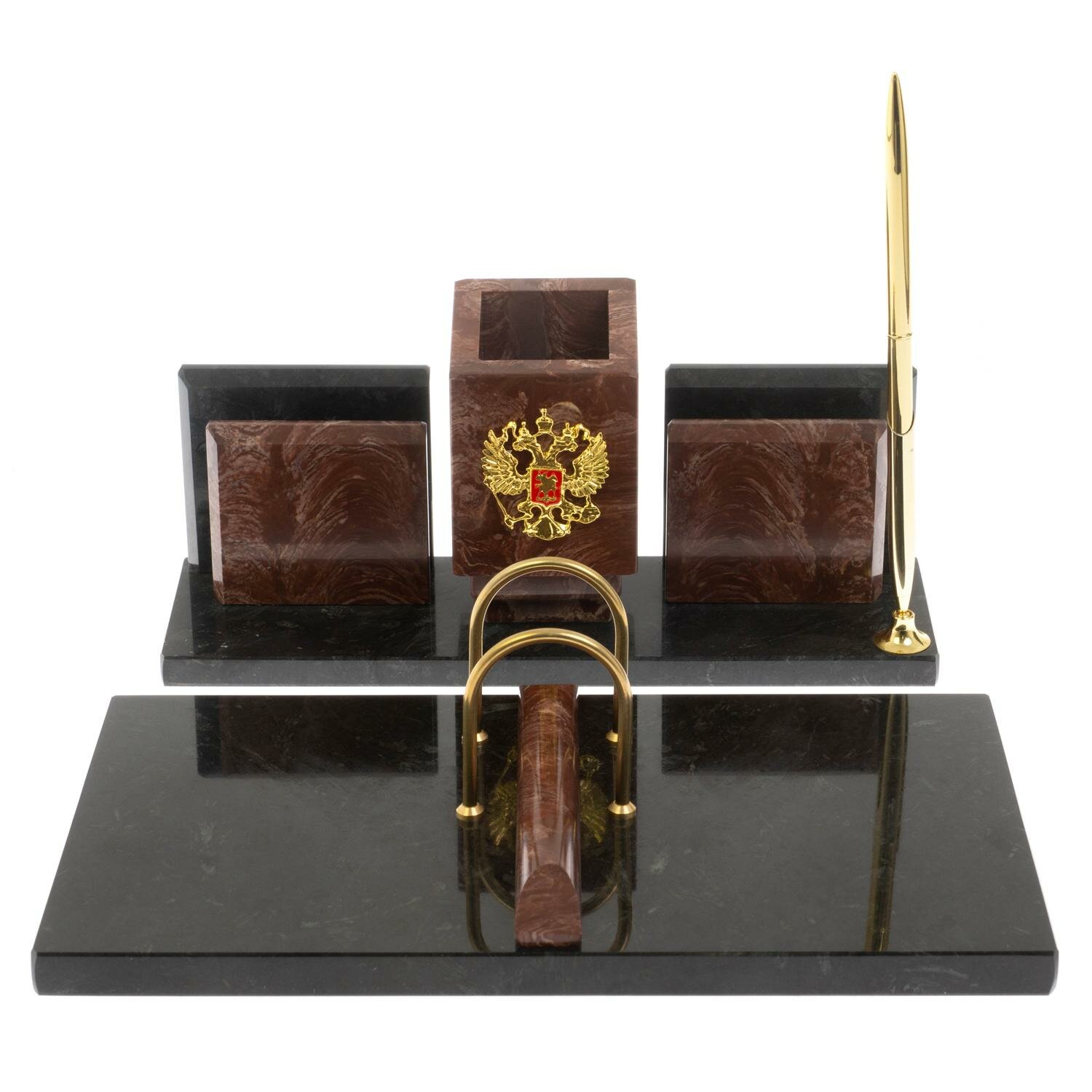 Письменный набор "Менеджер" из лемезита с гербом РФ 129649