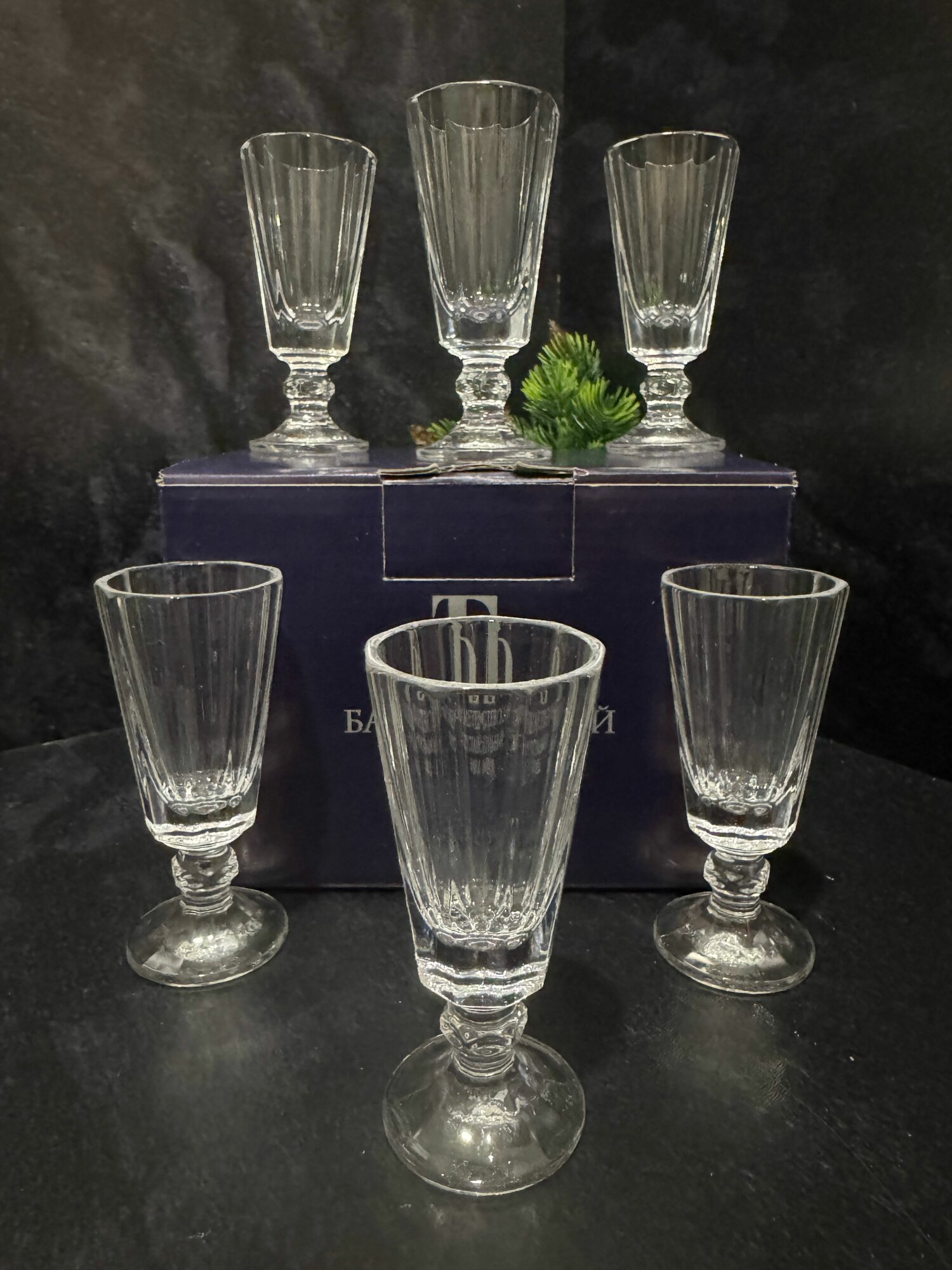 Подарочный набор хрустальных рюмок-лафетников на ножке 40 мл. 6-шт.