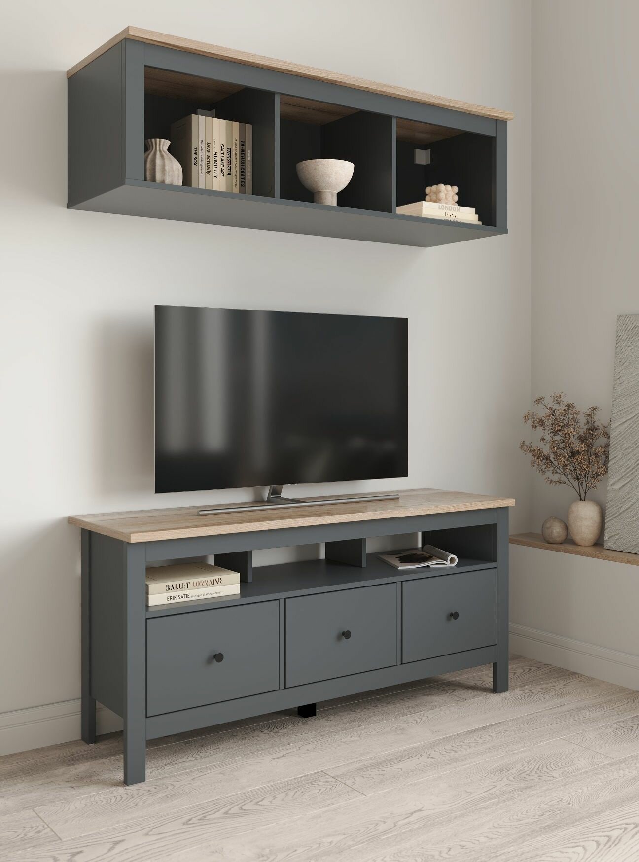 Сага полка навесная 3 секции серая/ясень