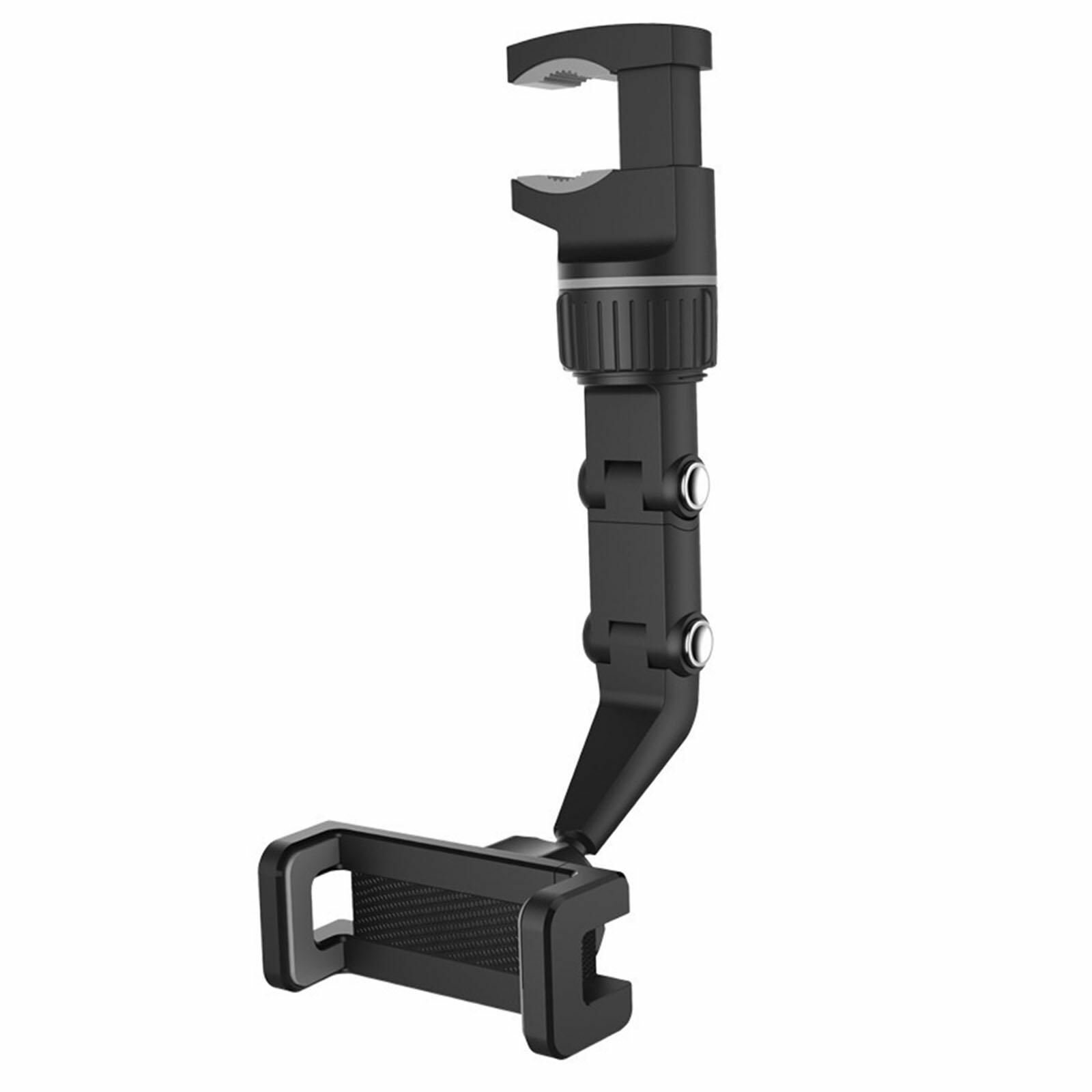 Универсальный держатель для телефона в автомобиль, крепление на зеркало заднего вида, регулируемый угол, поддержка портретного и альбомного режима, серый