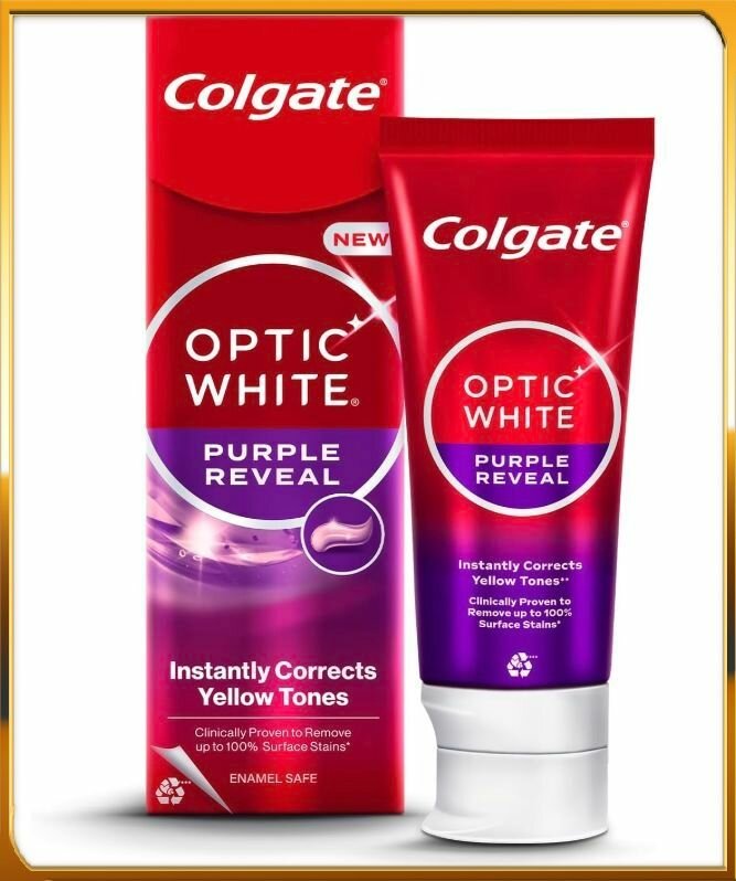 Зубная паста Colgate Visible White Purple фиолетовая для мгновенного отбеливания сияния улыбки и удаления пятен — фото 1