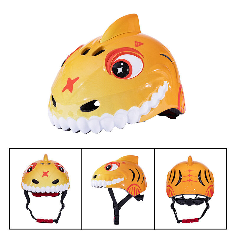 Новый детский шлем с мультяшным акулой для велосипеда, самоката, роликовых коньков, шлем для балансировочного велосипеда