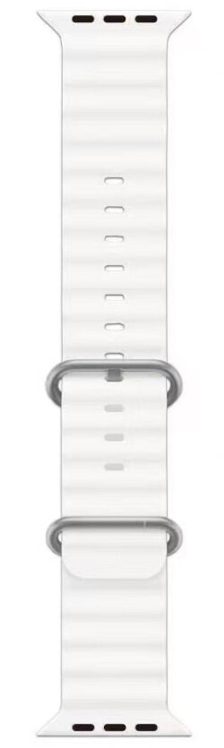 Ремешок силиконовый для Apple Watch 49мм, 45мм, 44мм, Ocean, ребристый с пряжкой, белый