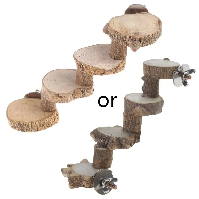 Деревянная подставка для птичьего окуня, платформа из натурального дерева, 4-ступенчатая лестница для восхождения, игрушка для ухода за ногтями для клетки с попугаем, аксессуары