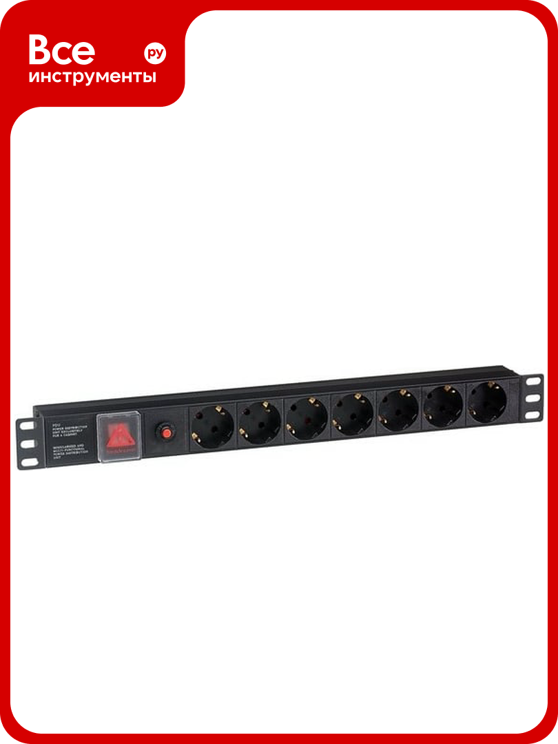 Блок розеток ExeGate ServerPro PDU-19H702 Al-7S-C14-SW-O 19 1U алюминий 7Sch С14 защита от перегрузки 280837