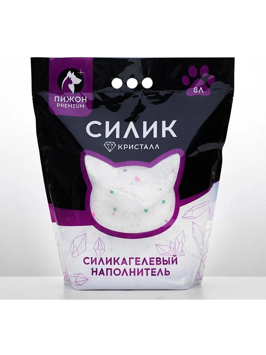Наполнитель силикагелевый Premium Crystal, колотый, 8 л