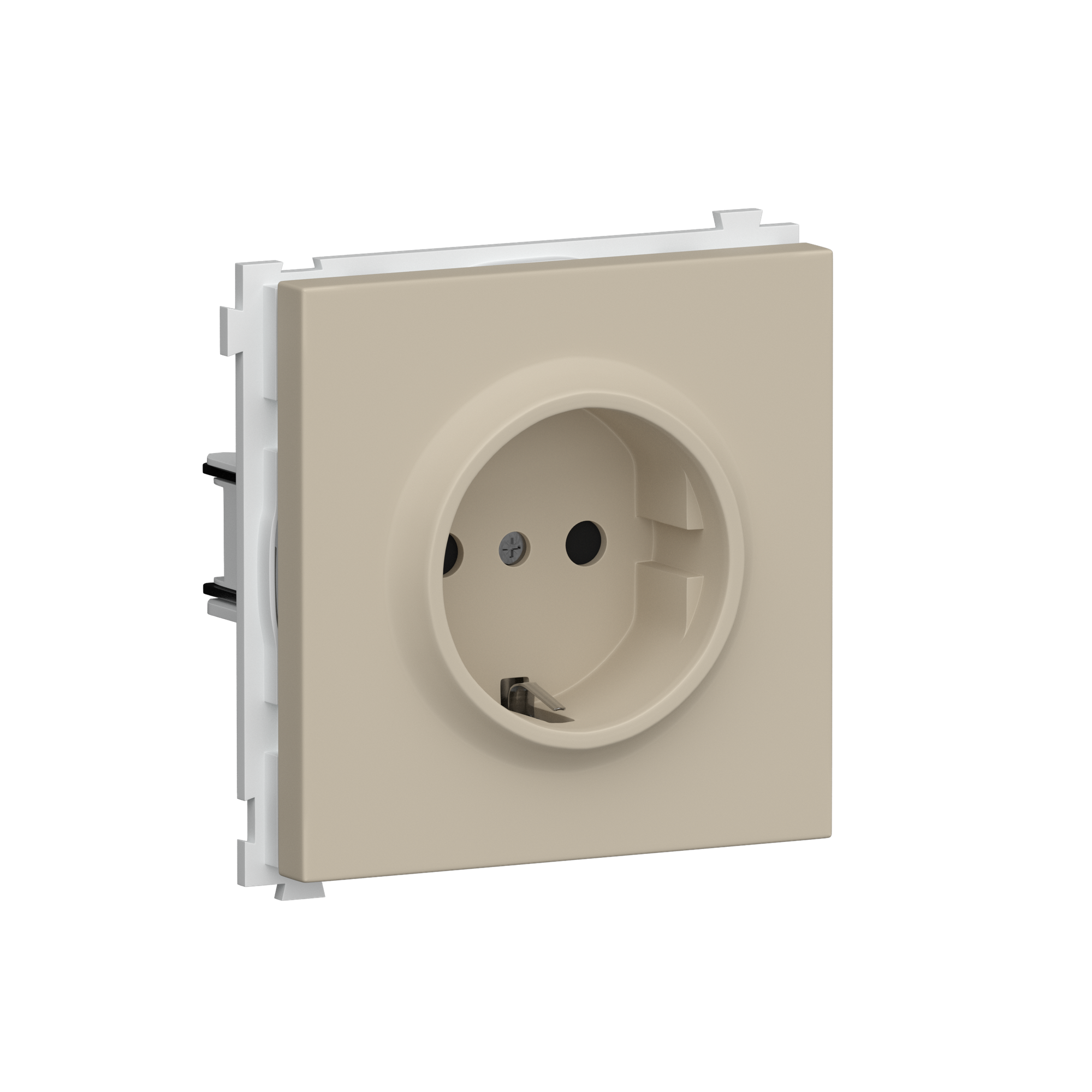 Розетка с заземлением и шторками Schuko 16А 250В, на винтах, цвет матовый кашемир, серия R98, Donel