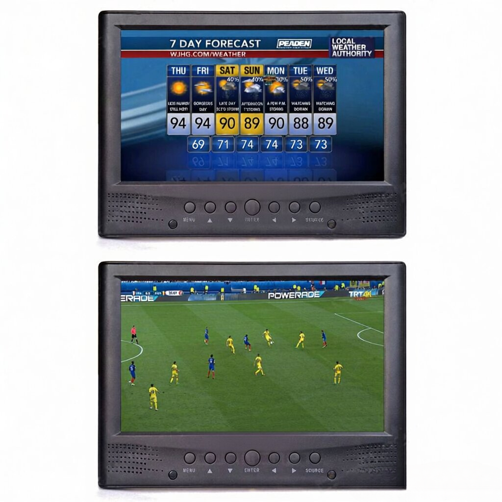 DVB-T2 ATSC tdt Портативный телевизор 9 дюймов Цифровой и Аналоговый Телевизор Front Speaker мини маленький Автомобильный телевизор 16:9 500cd/㎡ 300:1 165 градусов 8ms DC12V-1.5A Li-Polymer 7.4V USB TF H.265 AC3