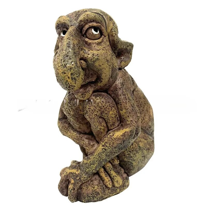 Готическая Скульптура, Микроскопическая Садовая Фигурка, Лавовый Камень, Статуя Тролля, Дымчатая Смола