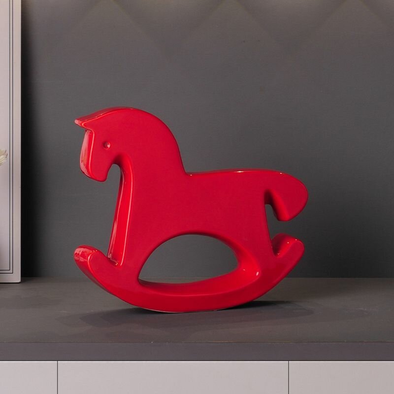 Керамическая лошадка-качалка, длина 20,5 см, 1 шт.