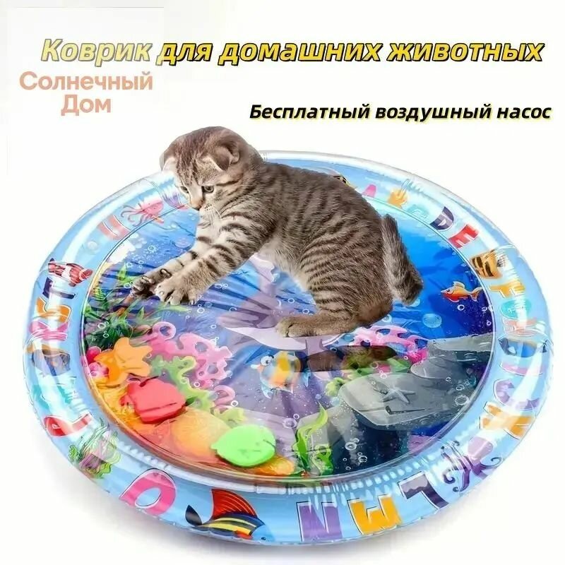 Коврик для воды домашних животных, интерактивная игрушка кошек, 65 см*65 см