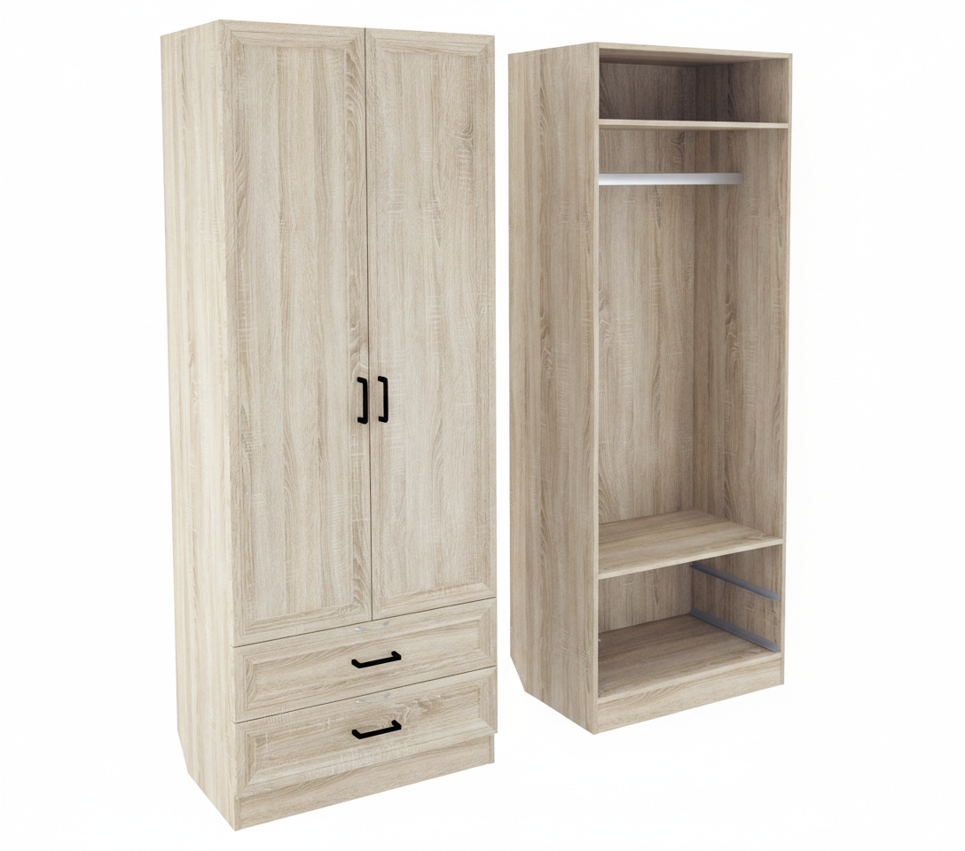 Шкаф распашной, гардероб, шкаф для одежды ШК 2/2 80/210/52 см Дуб сонома