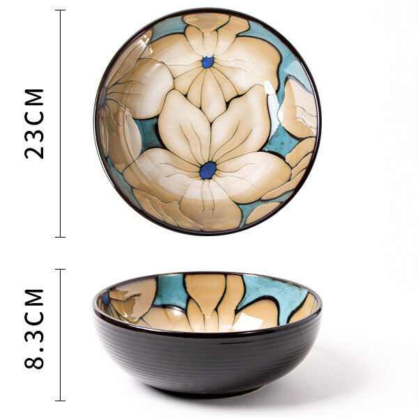 Японская и корейская керамическая посуда с изменяемой глазурью, креативная подглазурная ручная роспись, суповая миска, домашняя миска для фруктового салата, большая миска для лапши, ресторанная посуда