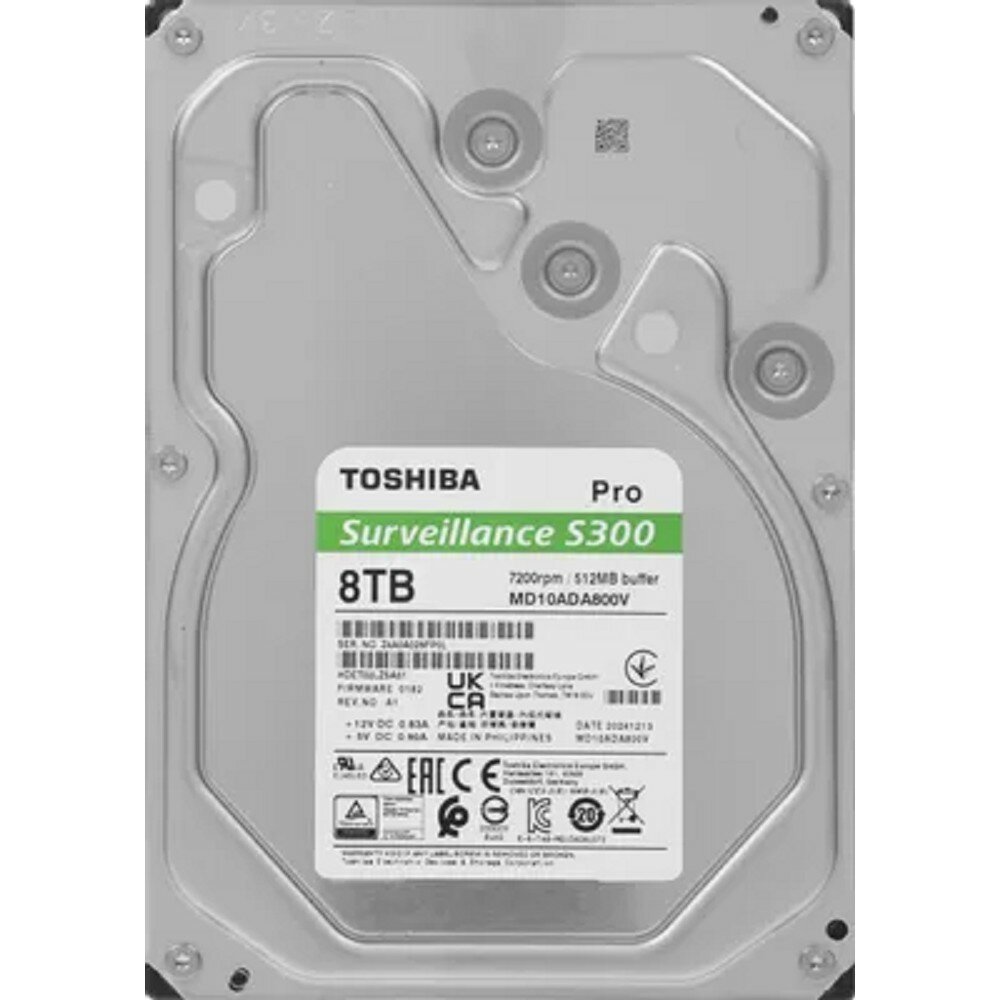 Toshiba Жесткий диск 8TB Surveillance S300 Pro MD10ADA800V 3.5" 7200RPM 256MB SATA