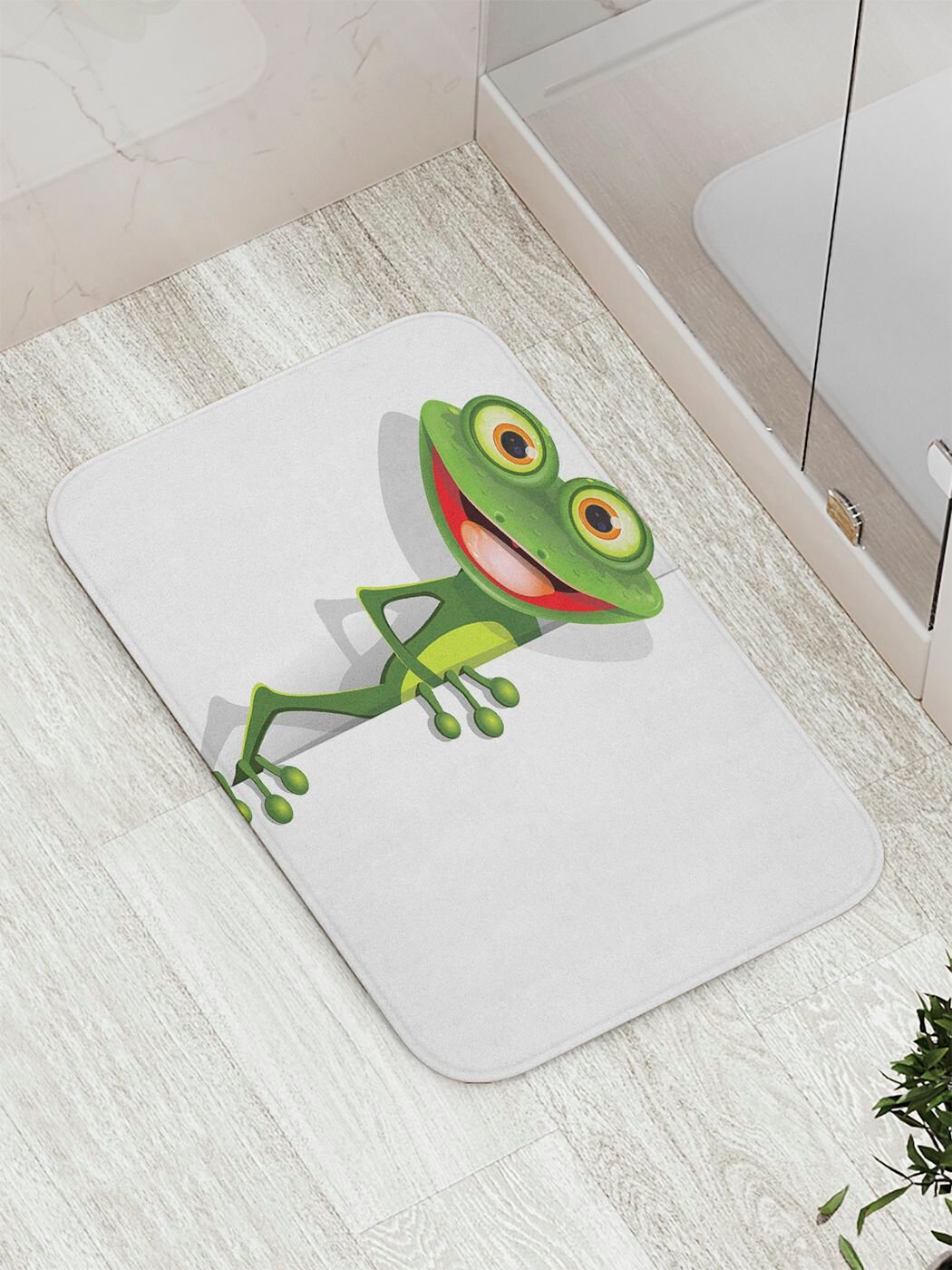 Коврик для ванной комнаты, туалета "Улыбка лягушки" противоскользящий, 52х77 см, JoyArty