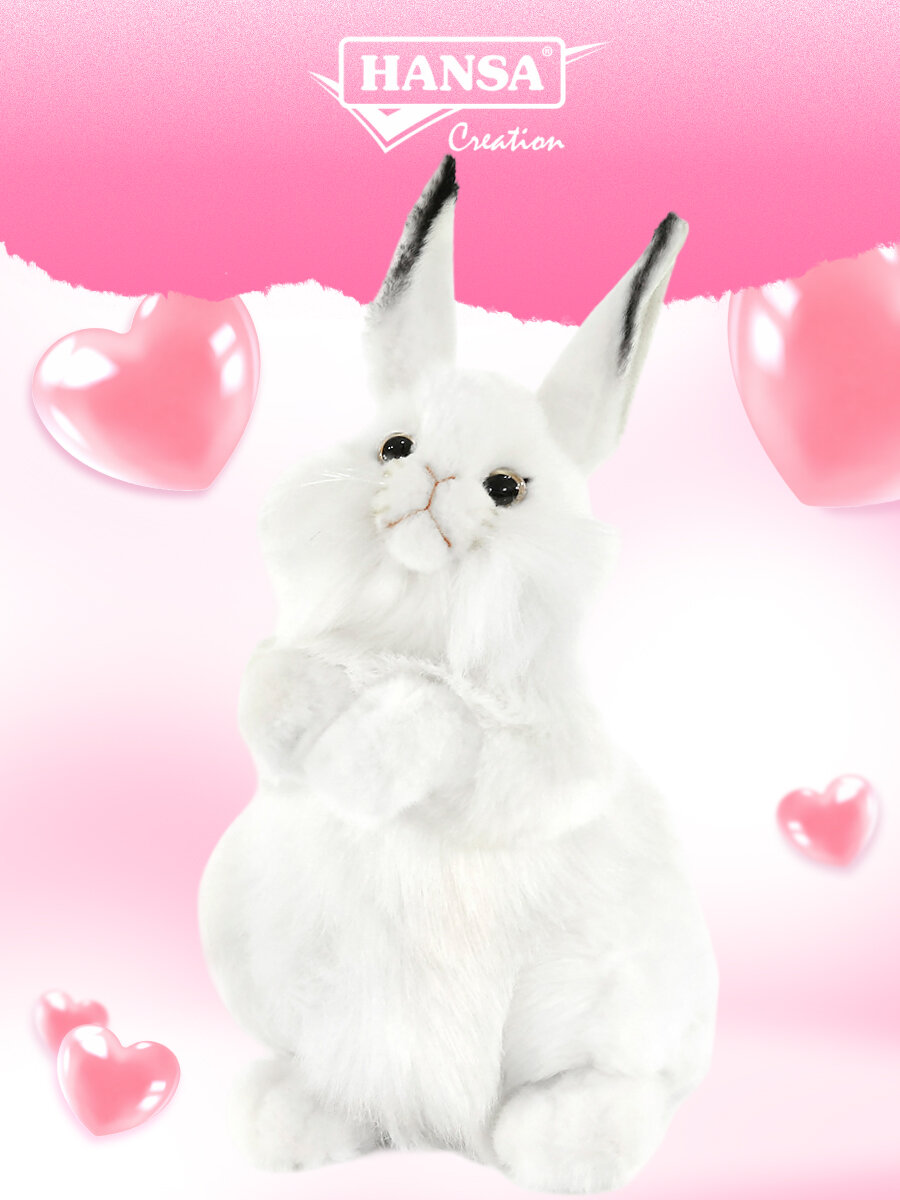Реалистичная мягкая игрушка Hansa Creation, 3313 Белый кролик, 32 см