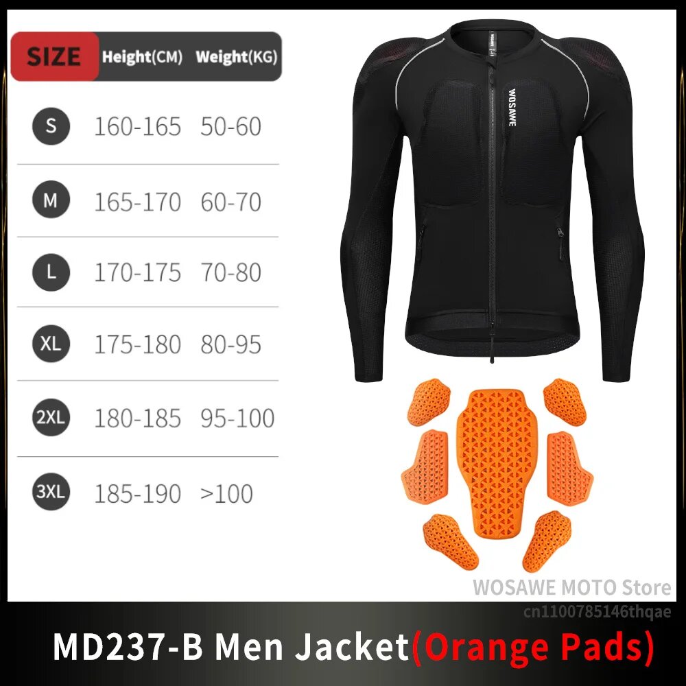 WOSAWE мотоциклетная куртка, бронежилет, защитные Оранжевый, EU 2XL (ASIA 3XL), MD237-B Orange Pads