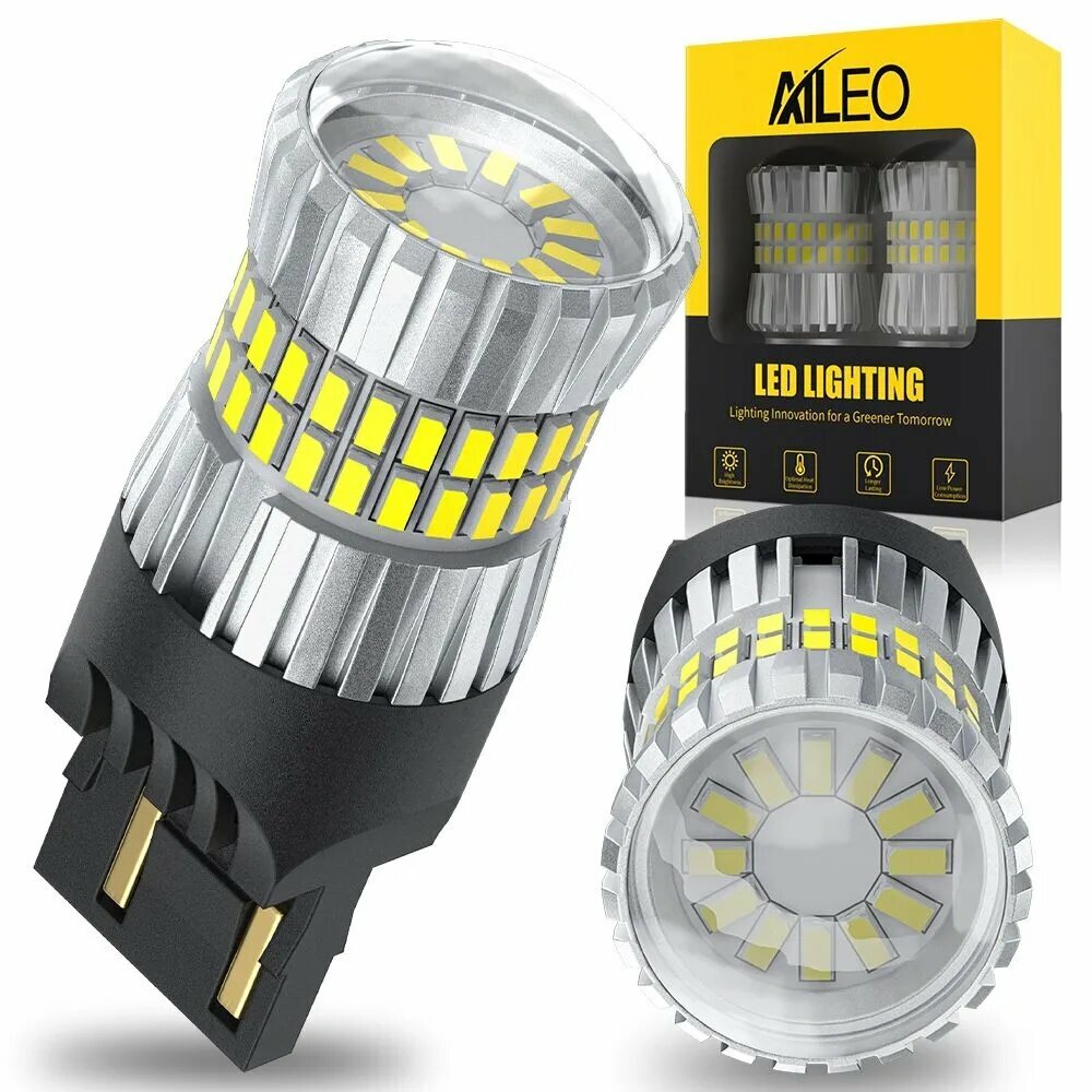 AILEO Лампа автомобильная T20/W21/5W, 7443, 2 шт. арт. 7443 T20 W21/5W, W21/5W светодиодная, W21/5W светодиодная белая