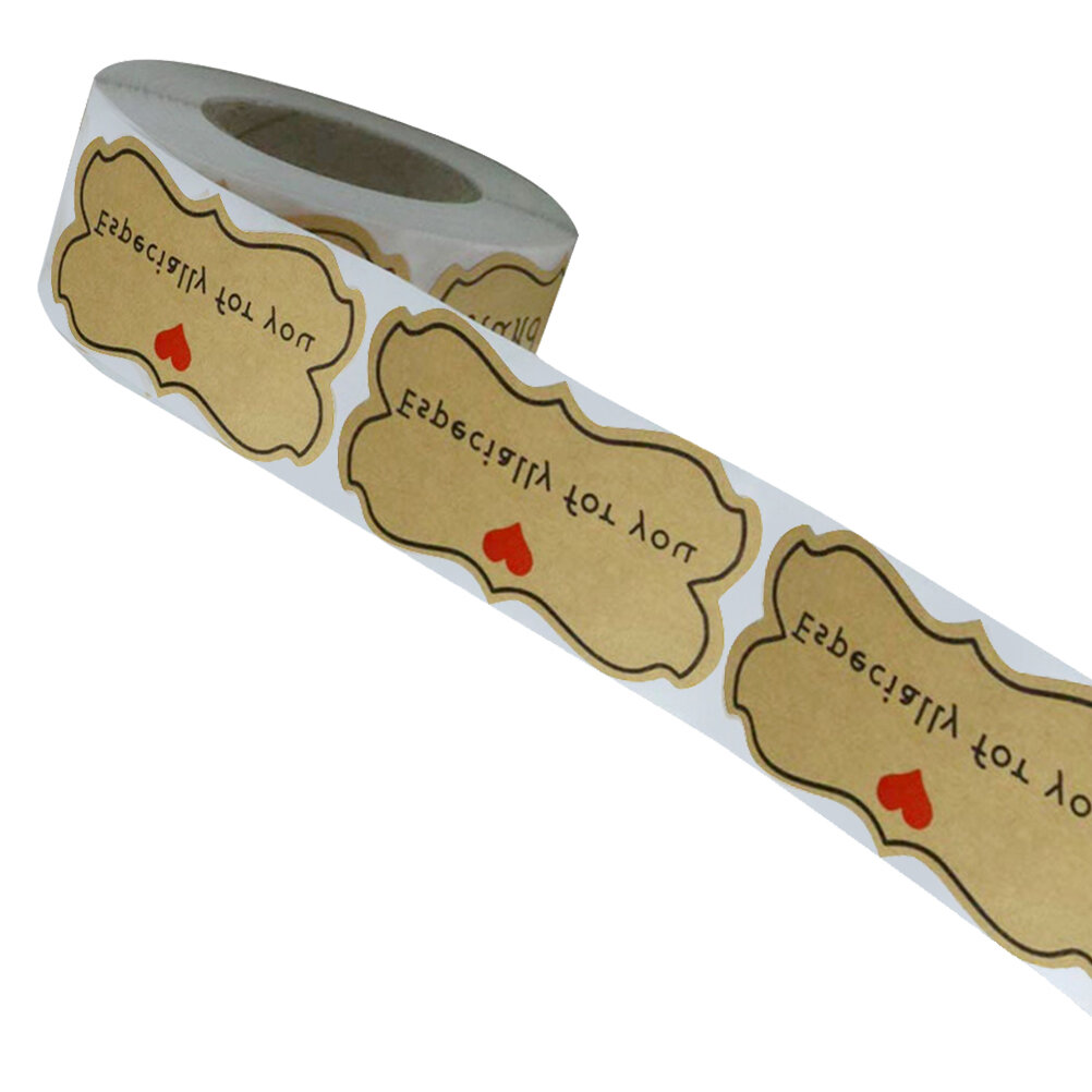 Самоклеящиеся крафтовые наклейки с надписью для декора подарков, 250 шт в рулоне