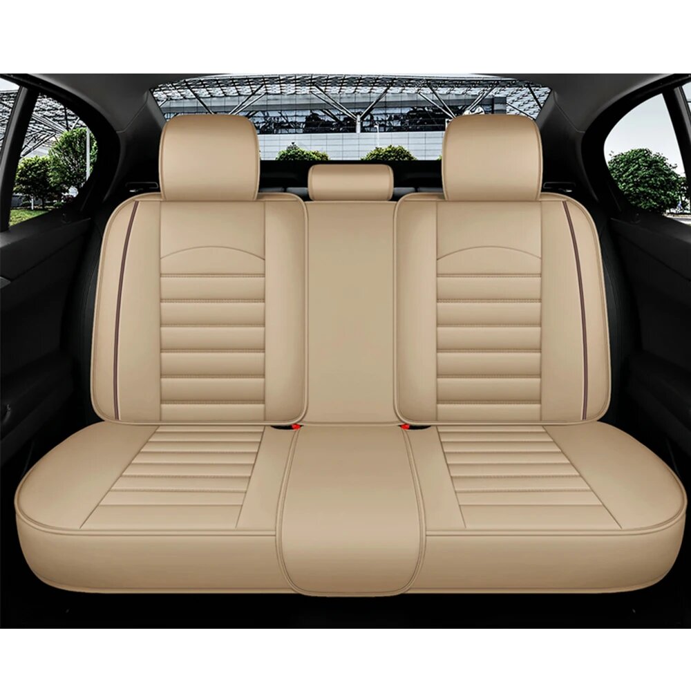 Кожаные чехлы на автомобильные сиденья для Jetta Volkswagen VW Polo 9N Sedan 6R Touareg Beige Rear