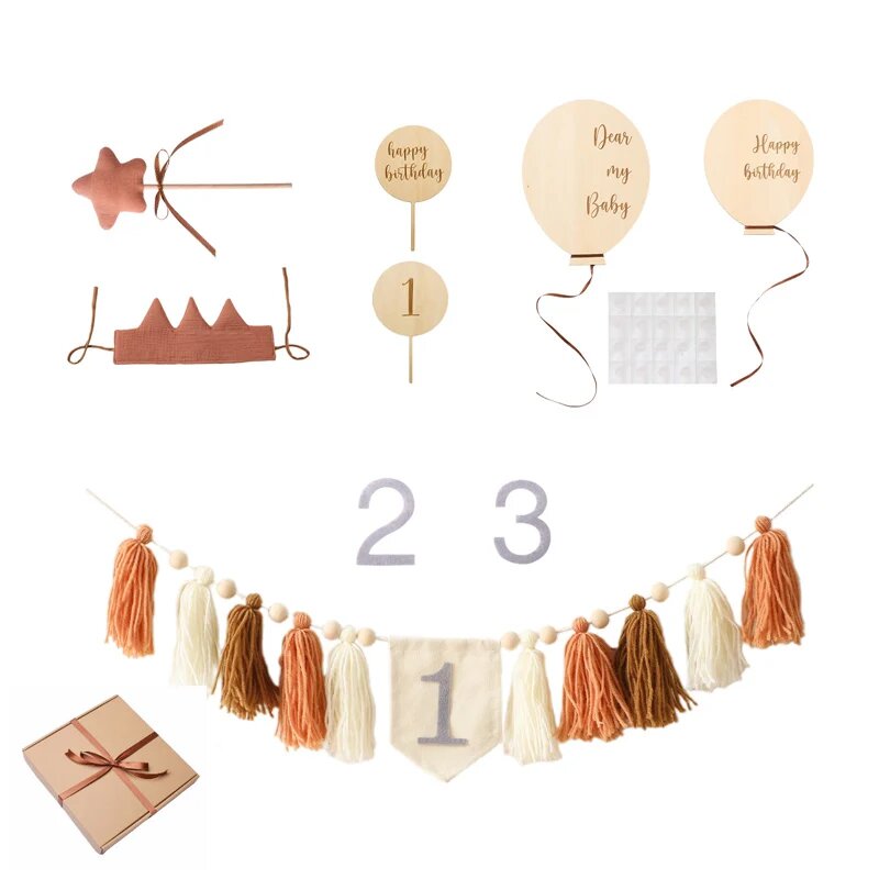 Набор украшений на 1 год, бежевый, Balloon Brown set