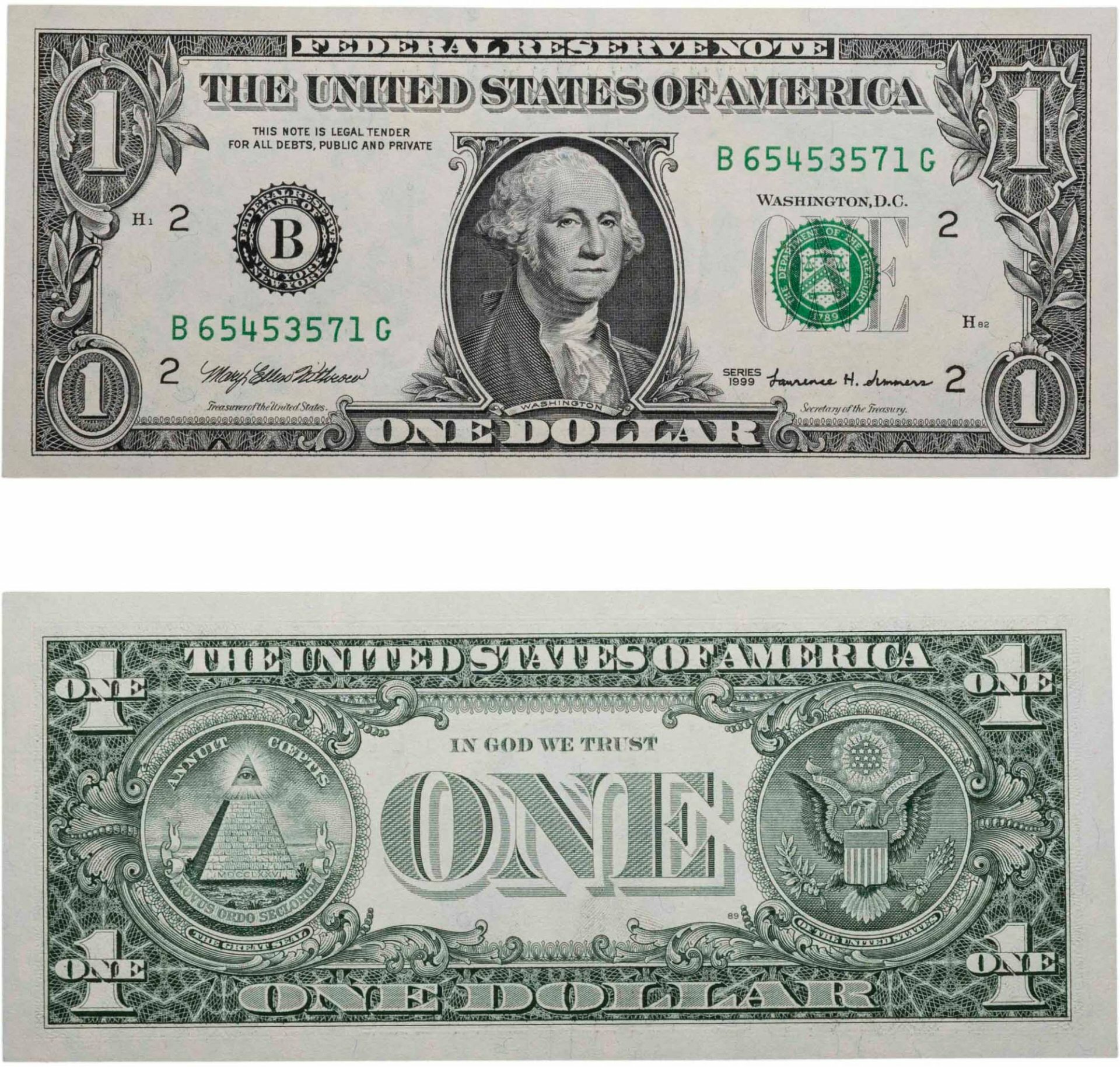 США 1 доллар 1999 год Pick 504 B-Нью Йорк