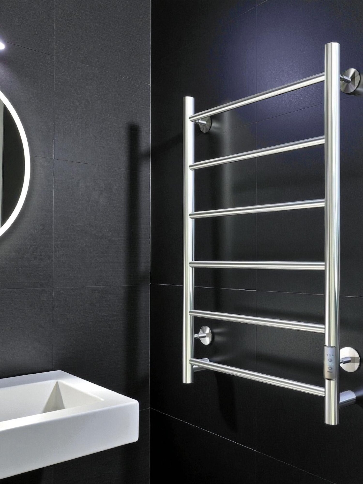 Полотенцесушитель электрический Тругор 432х800мм форма лесенка 6 перекладин универсальное подключение