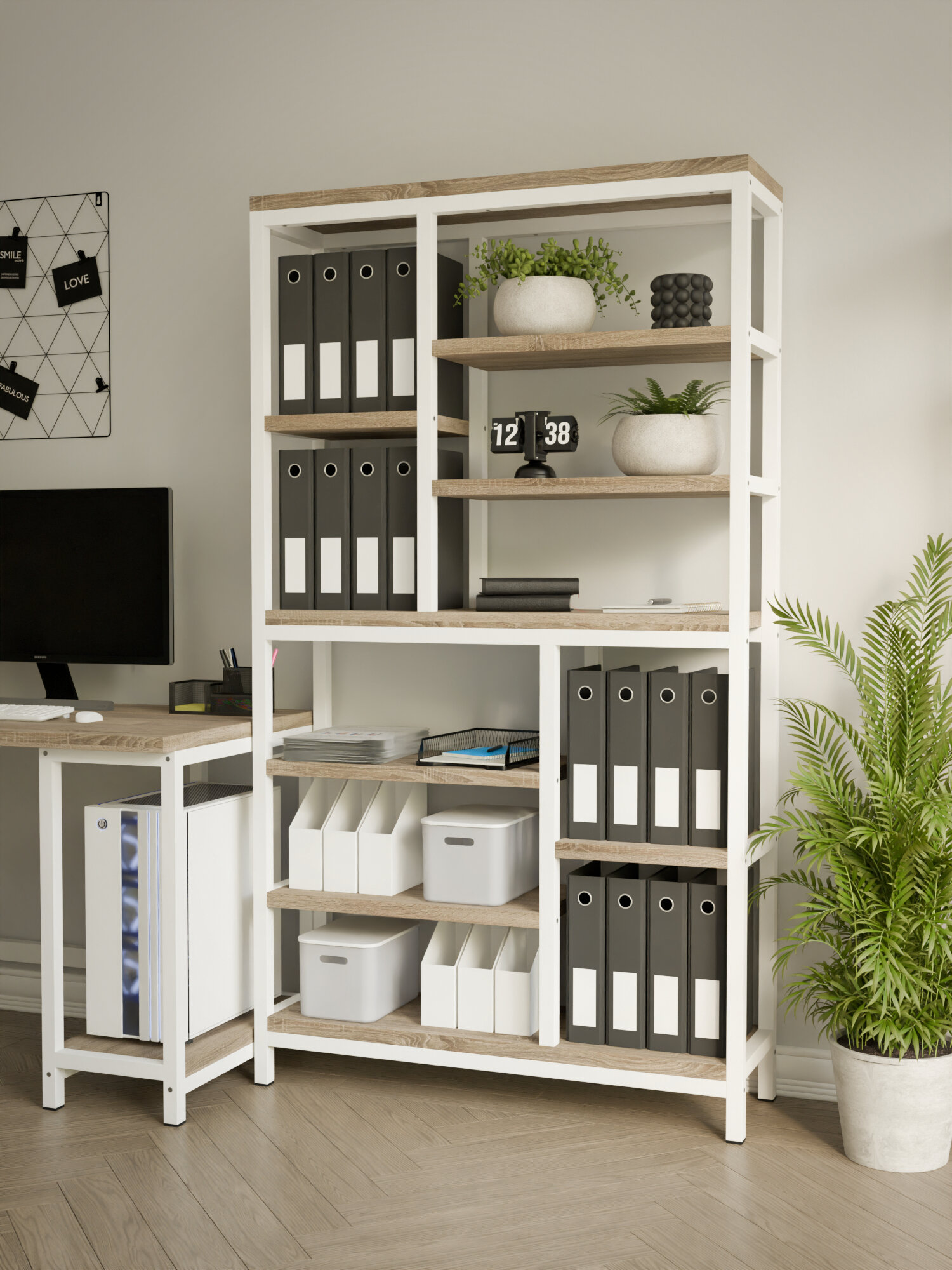 Стеллаж Landloft "Ирвин" лофт, открытый, универсальный, цвет дуб сонома