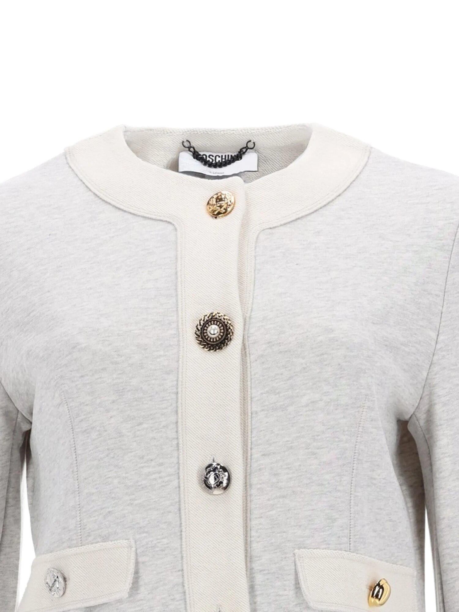 Кардиган MOSCHINO Patch-pocket cardigan, размер 44, серый — фото 1