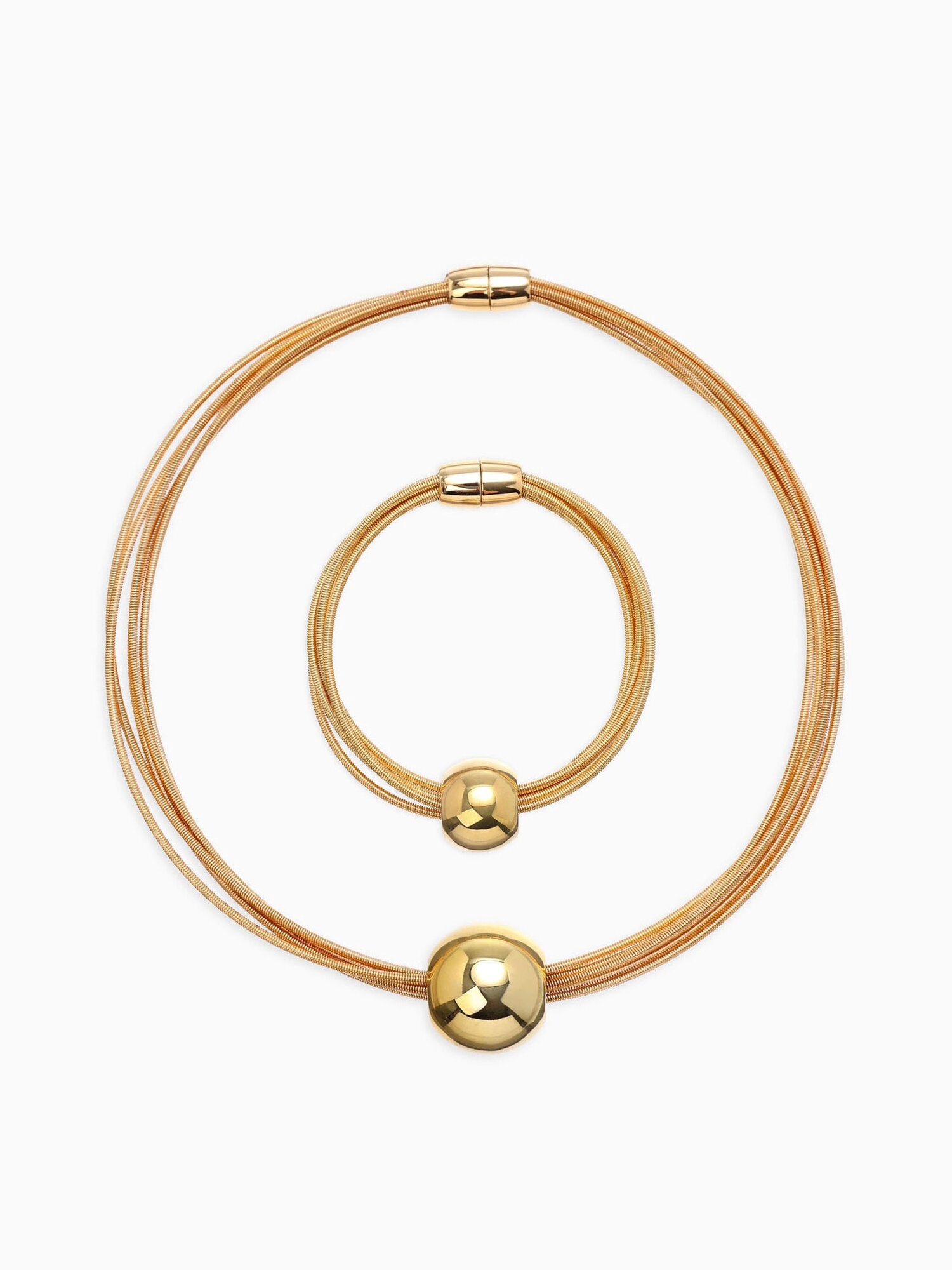 Комплект бижутерии: колье, браслет, металл