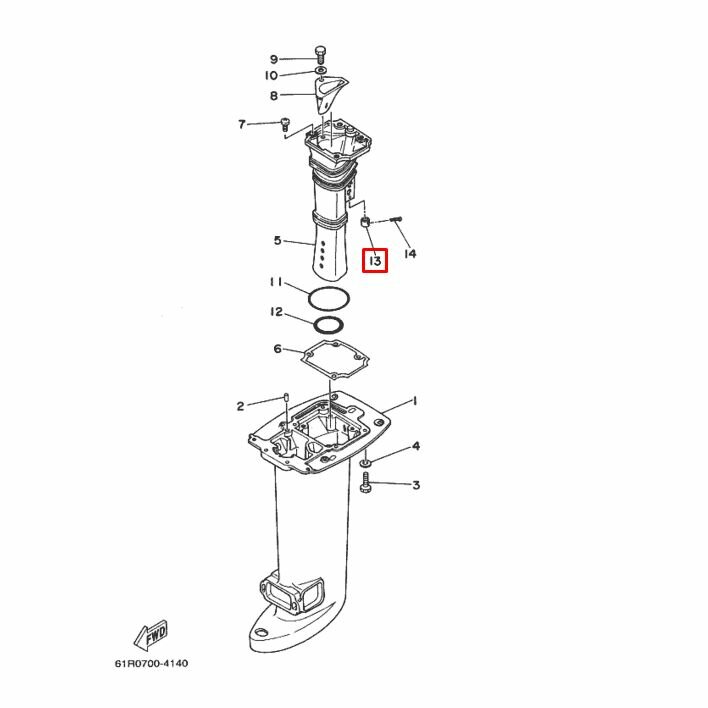 Уплотнение глушителя в дейдвуд Yamaha 25-30 (689-41135-00;30F-05.02.00.06)