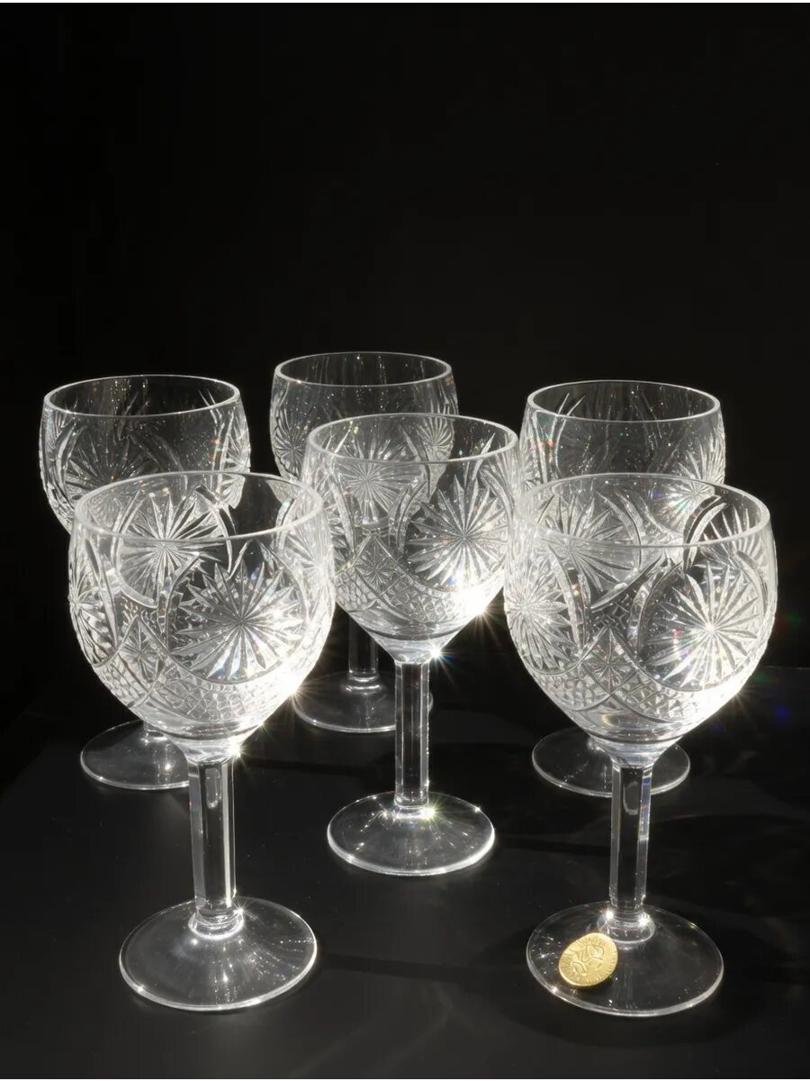 Набор 6 рюмок бокалов хрусталь алмазная грань СССР