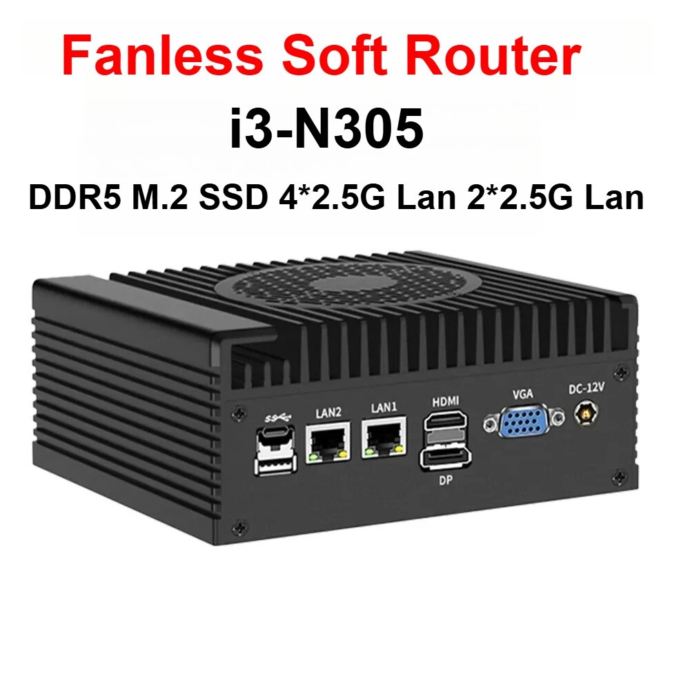 Мини-ПК SZBOX Intel I3-N305 4 LAN Port, NO RAM NO SSD NO OS, ЕС