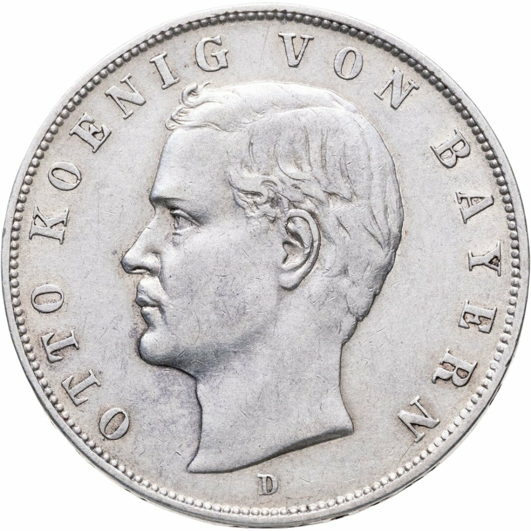 Германская империя Бавария 3 марки mark 1909 D, Серебро 900, в сохранности VF-XF