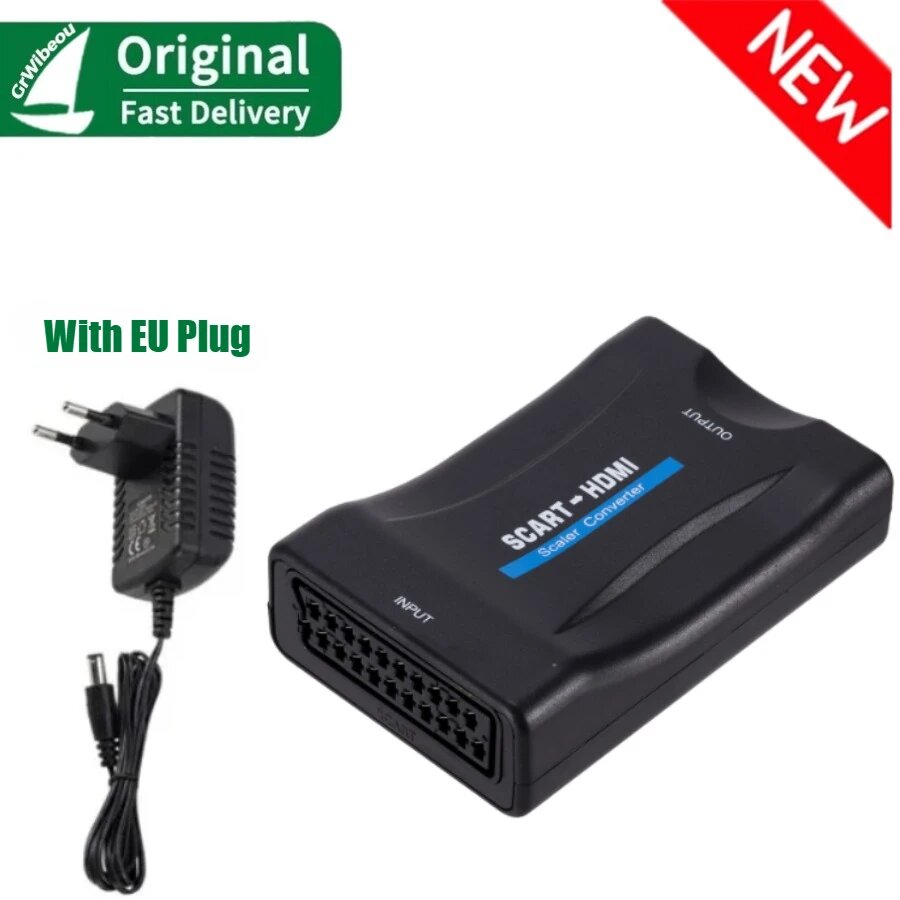 Конвертер SCART в HDMI GRWIBEOU с EU Plug