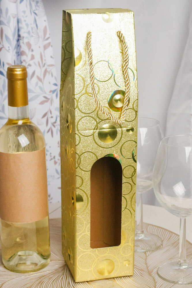 Подарочный пакет-коробка для бутылки гейл, бумага, золотой, 38х9 см, Due Esse Christmas XNA23006521