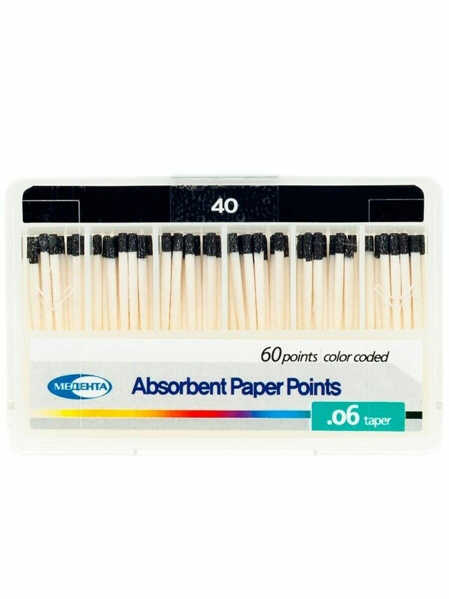 Штифты бумажные конус 06 (60шт) №40, мета
