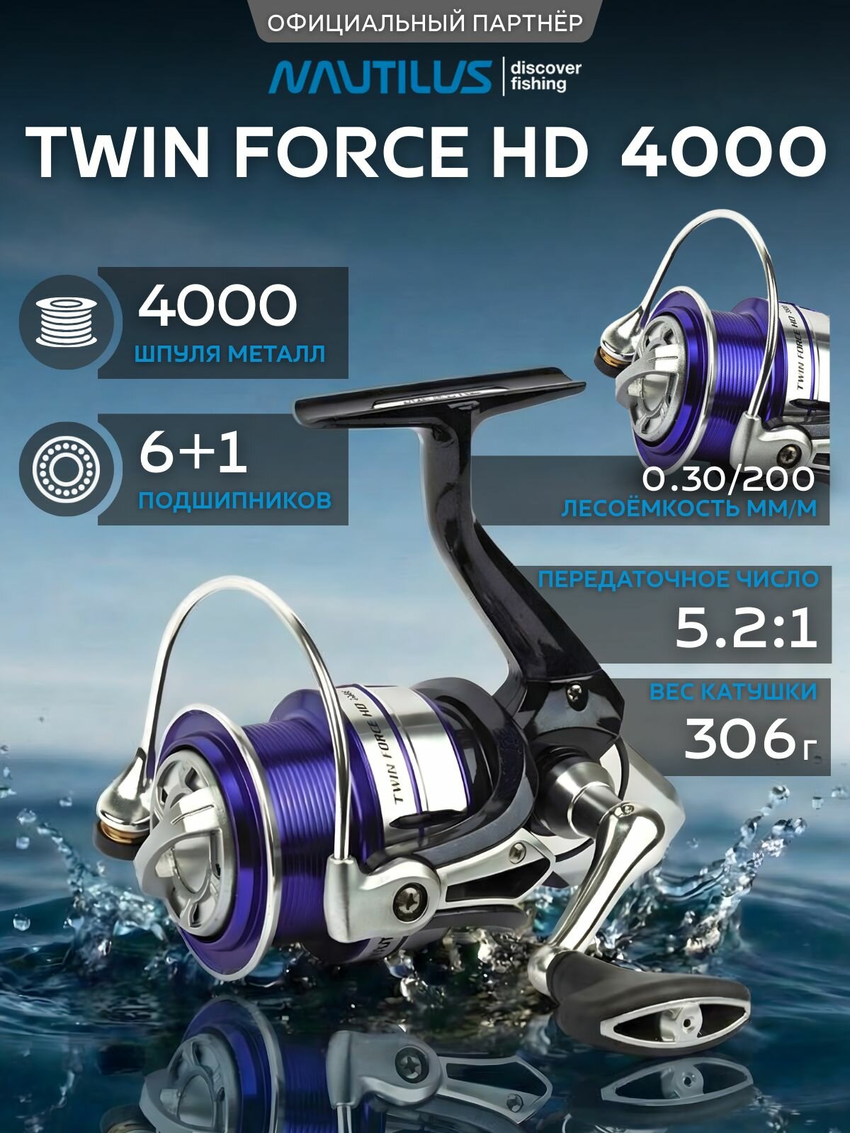 Катушка для спиннинга Nautilus Twin Force HD 4000